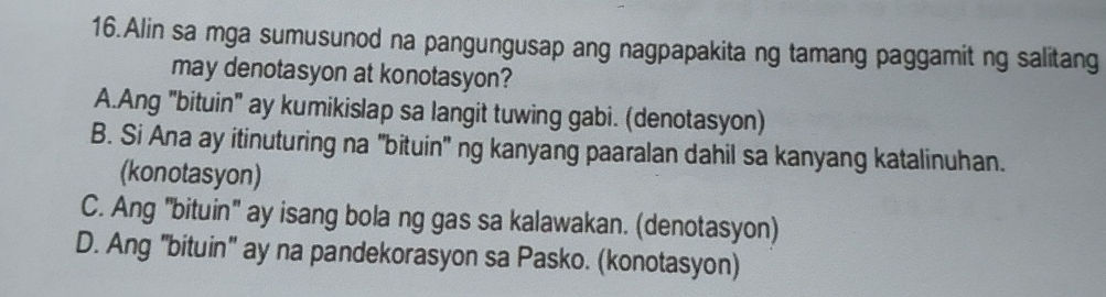 16. Alin sa mga sumusunod na pangungusap ang | StudyX