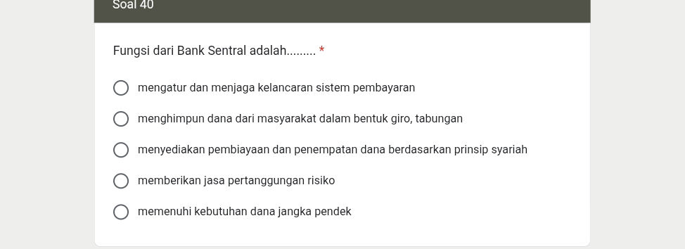 Fungsi dari Bank Sentral adalah.........* | StudyX