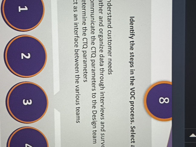 Identify the steps in the VOC process. | StudyX
