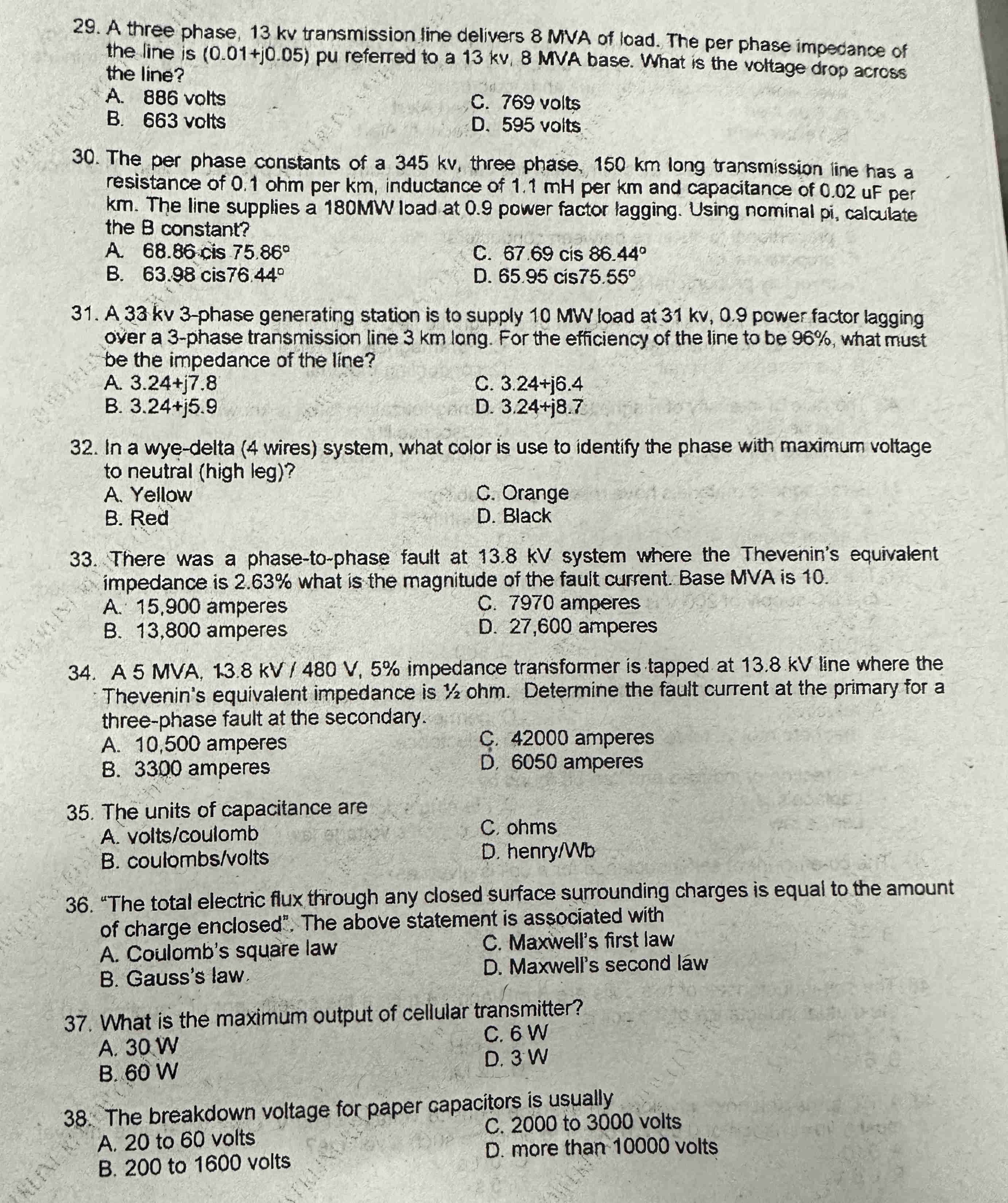29. A three phase, 13 kv transmission line | StudyX