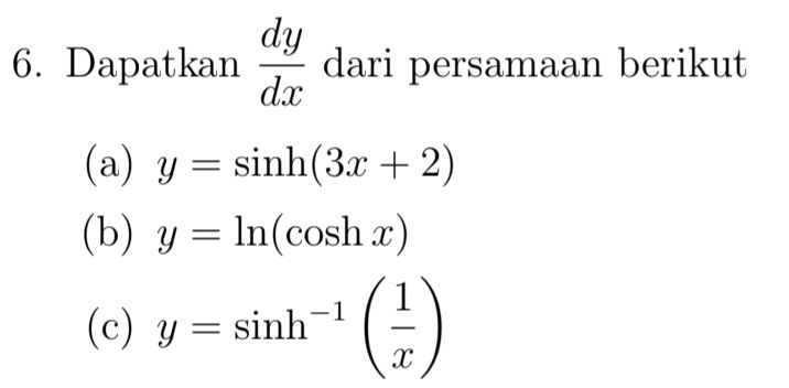 6. Dapatkan \( {dy}{dx}\) dari persamaan | StudyX