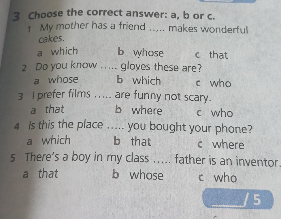 3 Choose the correct answer: a, b or c. 1 | StudyX
