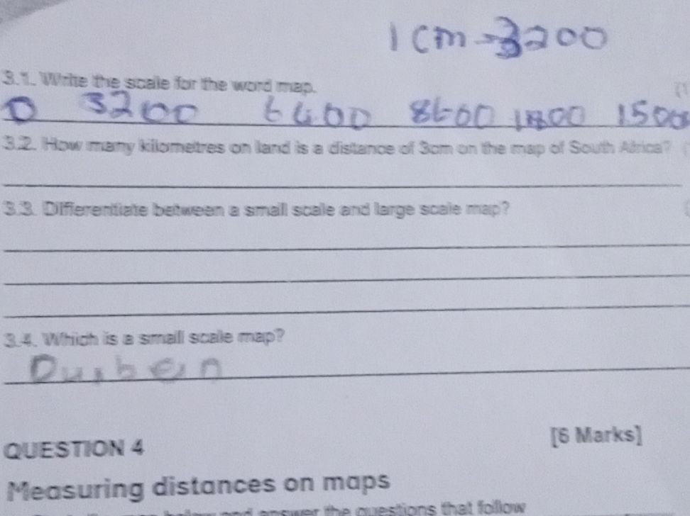 3.1. Write the scale for the word map. 1cm | StudyX