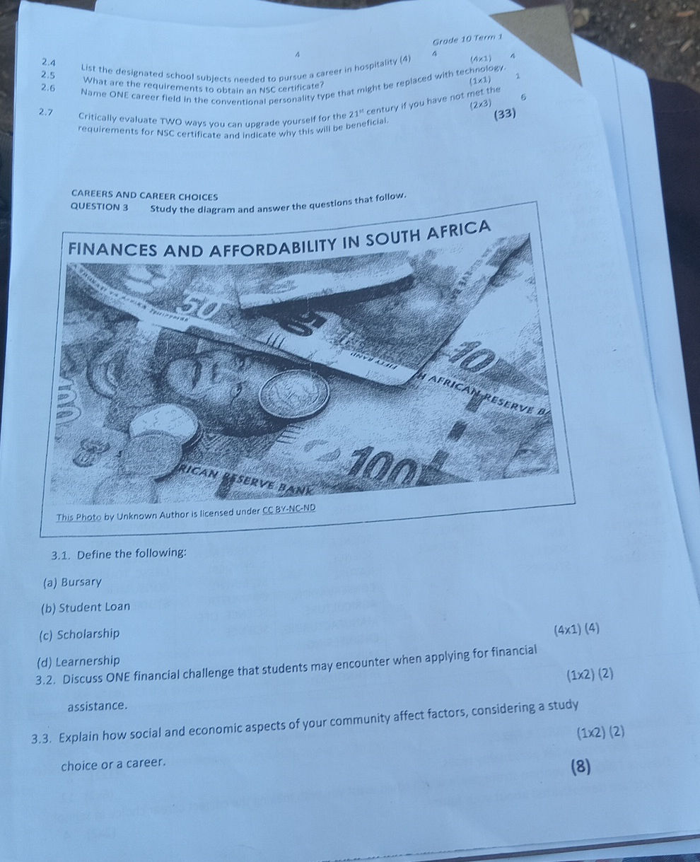 3.1. Define the following: (a) Bursary (b)