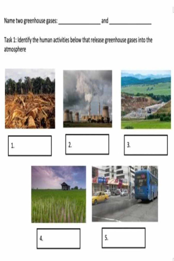 Name two greenhouse gases: ______ and ______ | StudyX