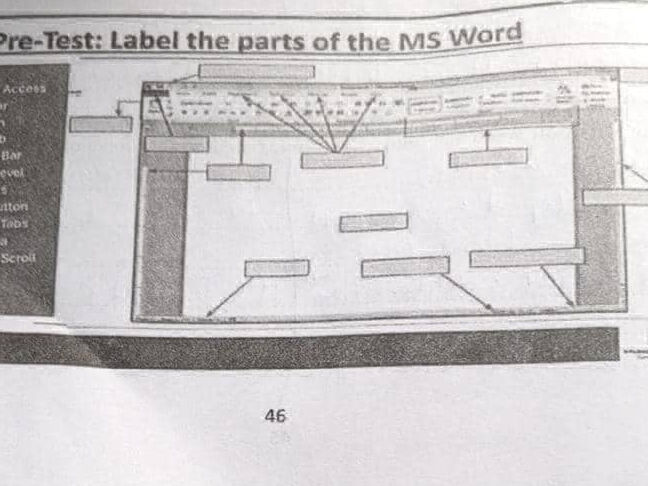 Pre-Test: Label the parts of the MS Word | StudyX