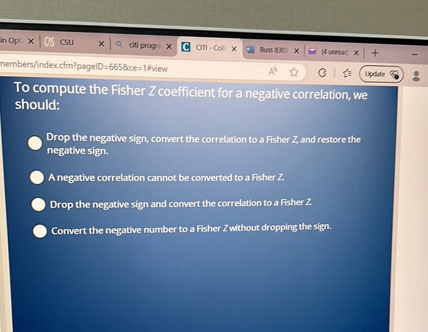 To compute the Fisher Z coefficient for a | StudyX