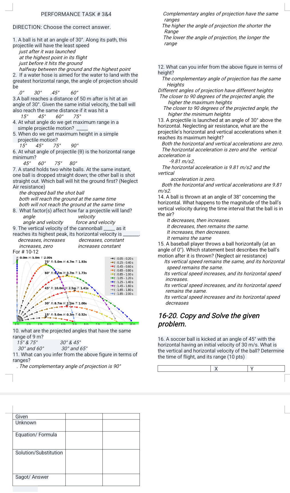 PERFORMANCE TASK # 3&4 DIRECTION: Choose the | StudyX