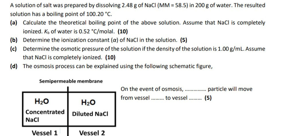 A solution of salt was prepared by | StudyX