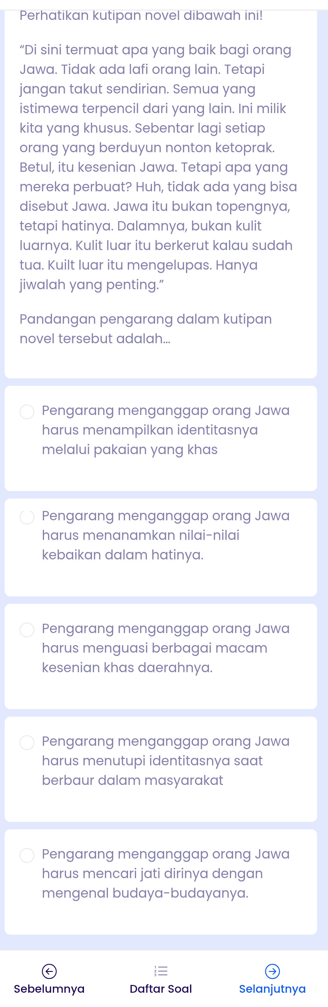Perhatikan kutipan novel dibawah ini! "Di | StudyX
