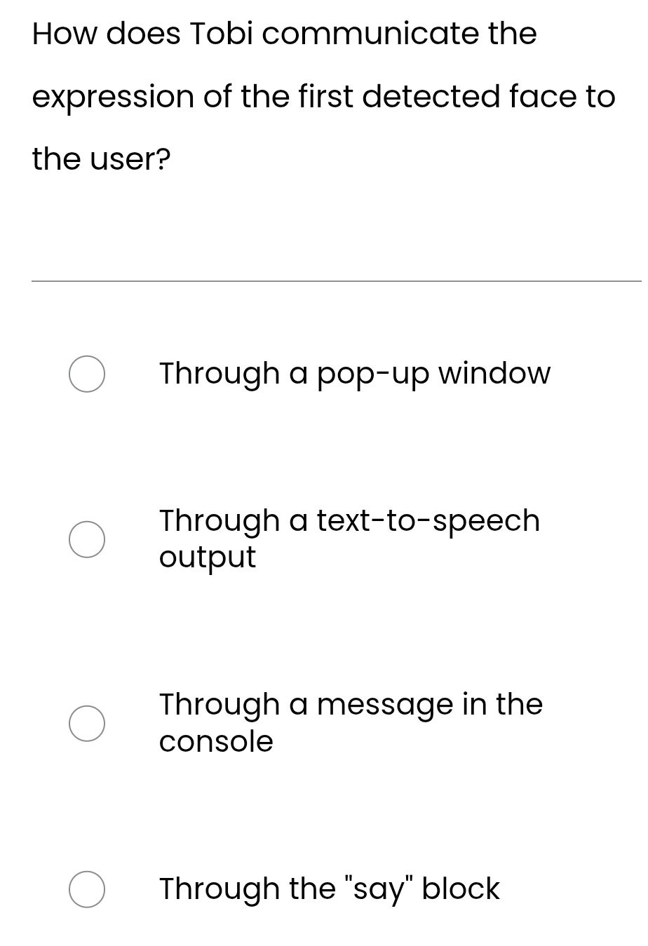 How does Tobi communicate the expression of | StudyX