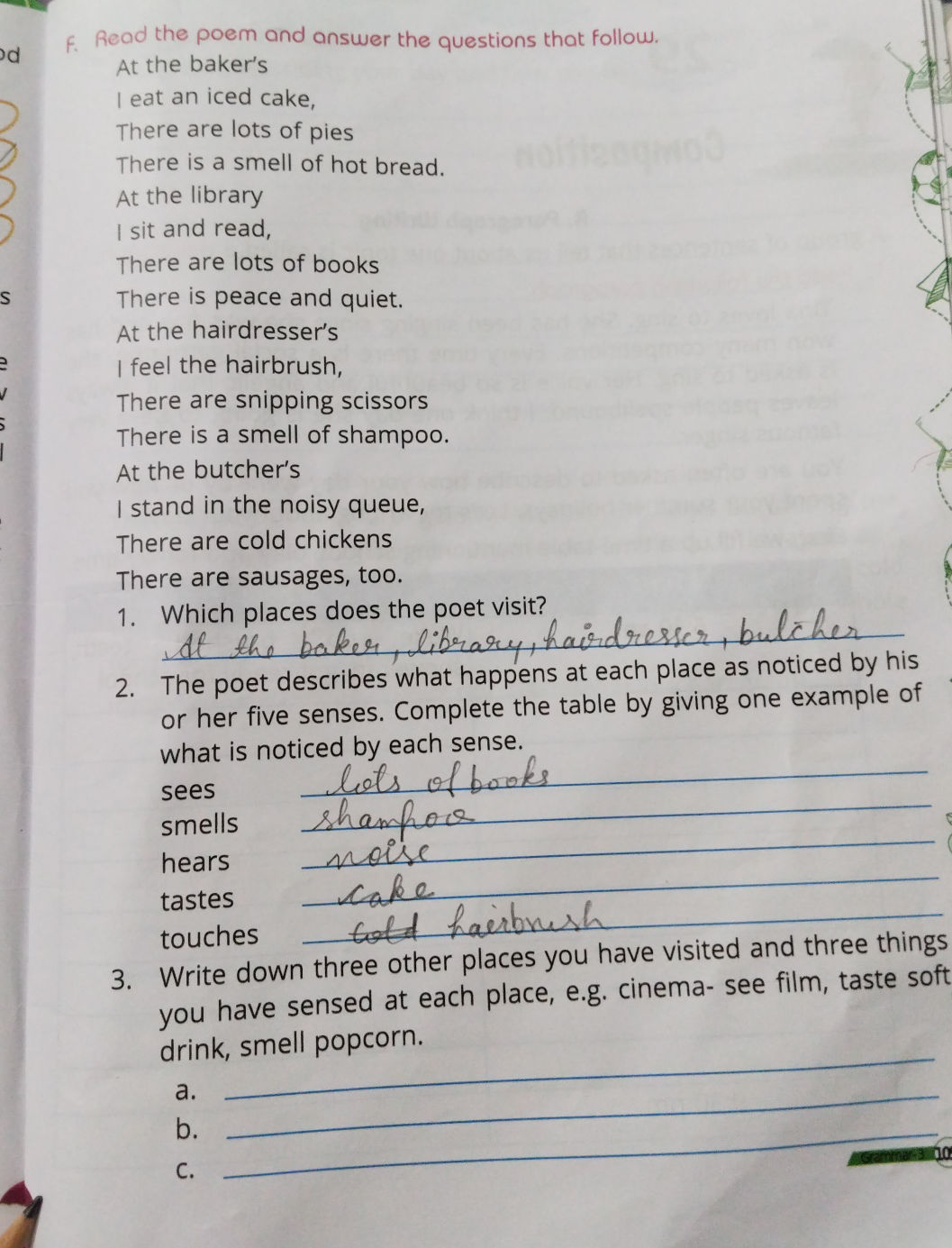 F. Read the poem and answer the questions | StudyX