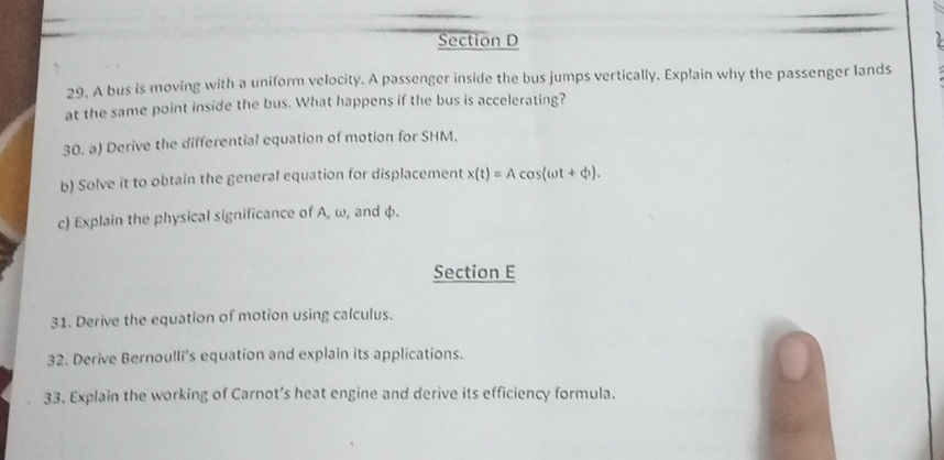 29. A bus is moving with a uniform velocity. | StudyX