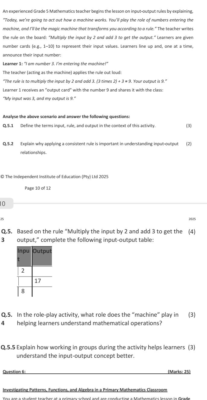 Q.5.1 Define the terms input, rule, and | StudyX