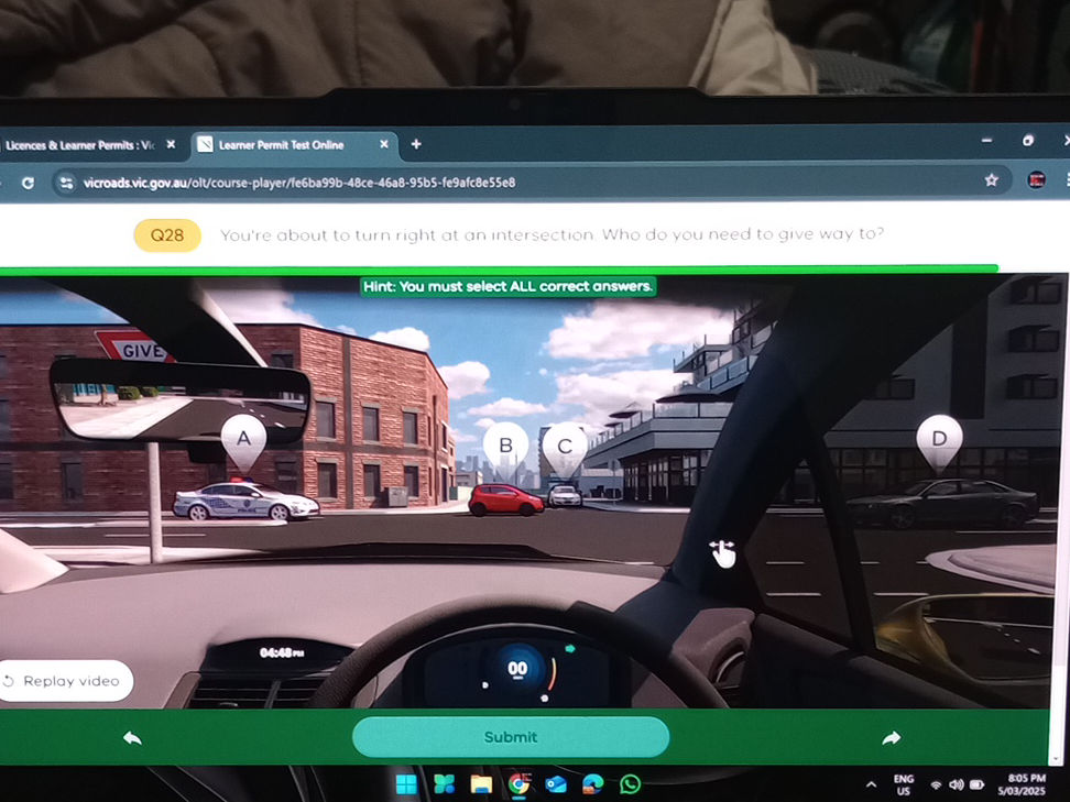Q28 You're about to turn right at an | StudyX