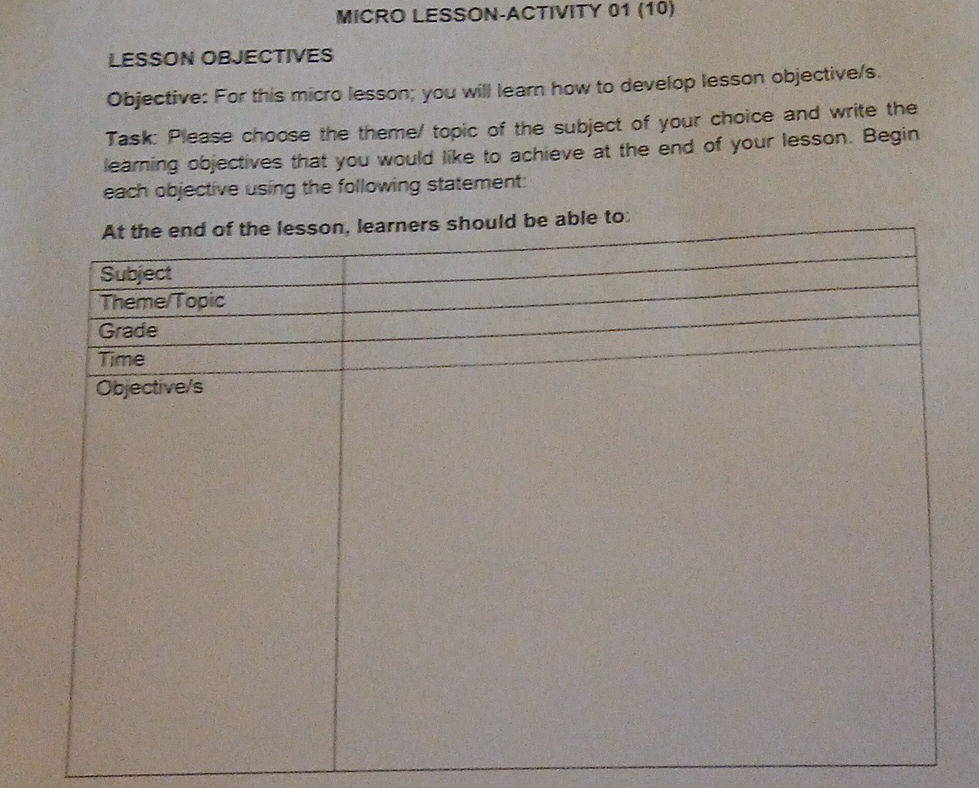 Objective: For this micro lesson; you will | StudyX