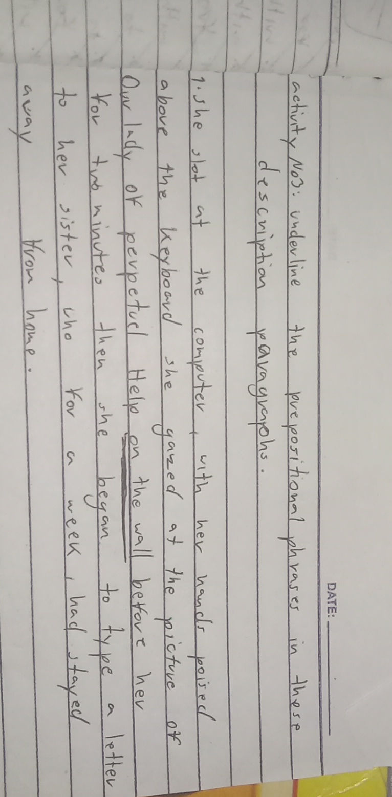 activity No3: underline the prepositional | StudyX