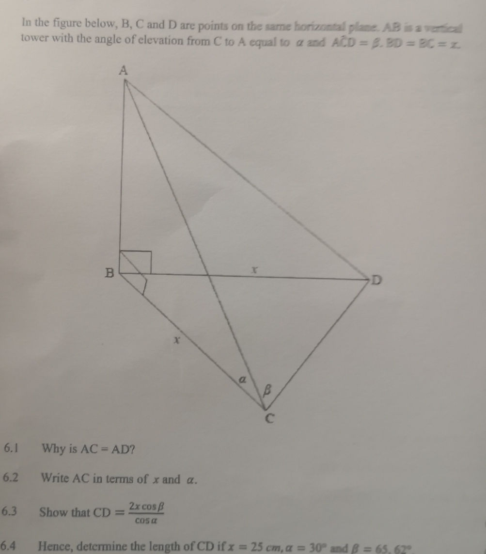 In the figure below, B, C and D are points