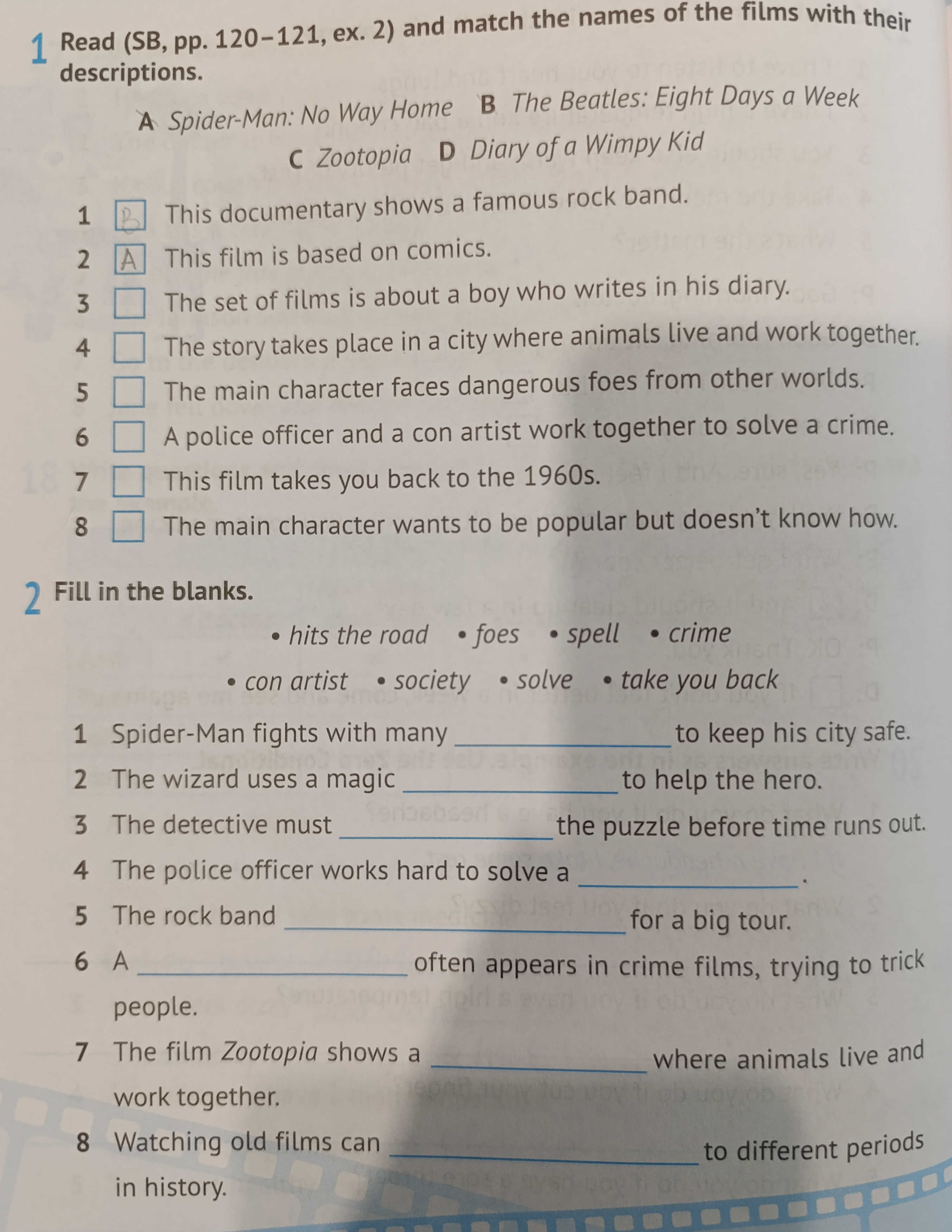 1 Read (SB, pp. 120-121, ex. 2) and match | StudyX