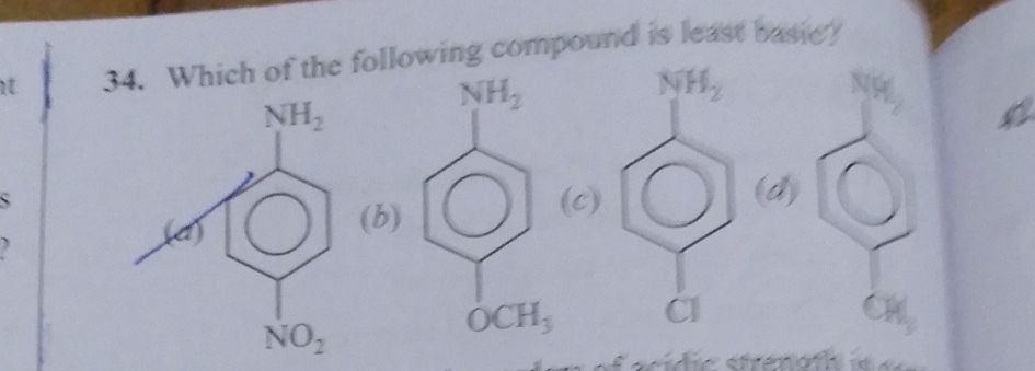 34. Which of the following compound is least | StudyX