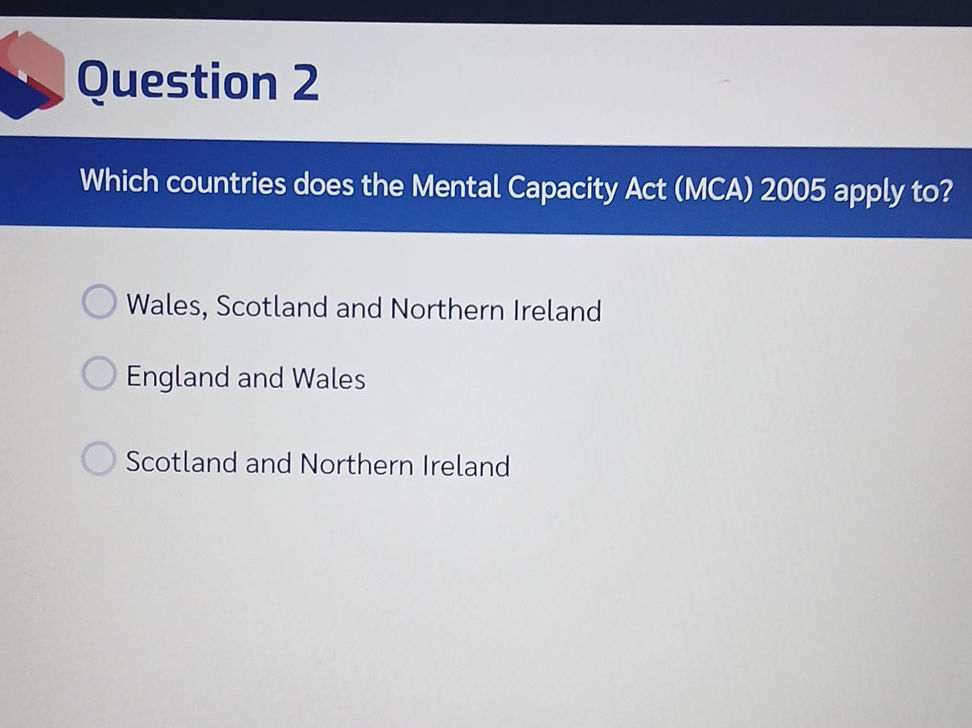 Which countries does the Mental Capacity Act | StudyX