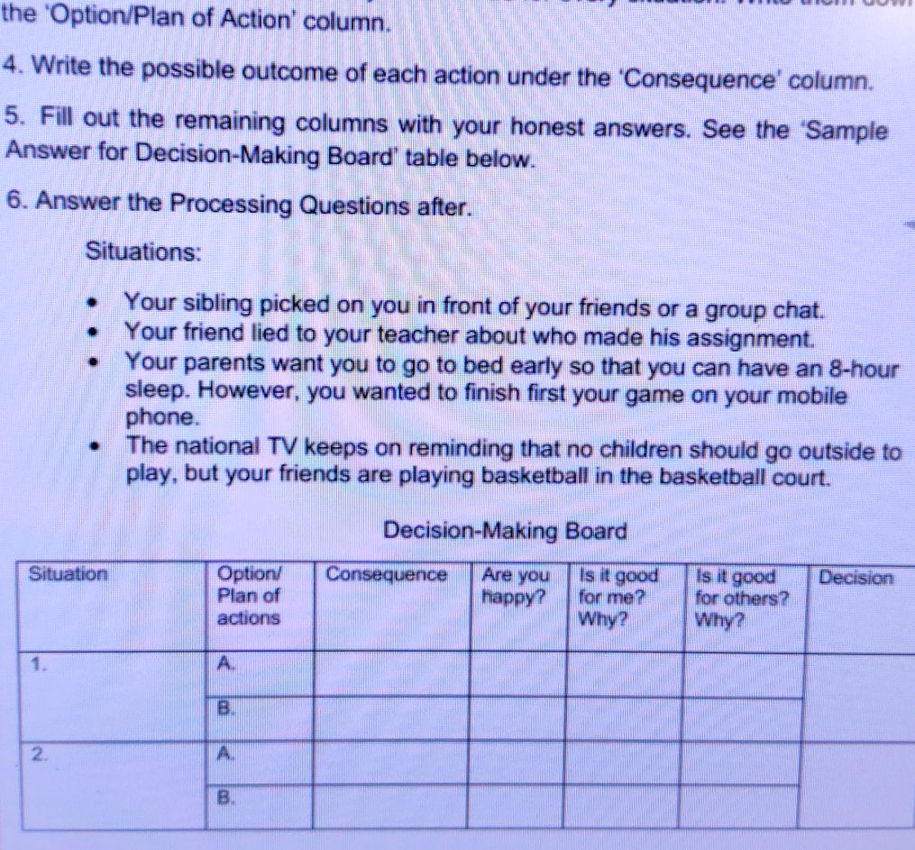 4. Write the possible outcome of each action | StudyX