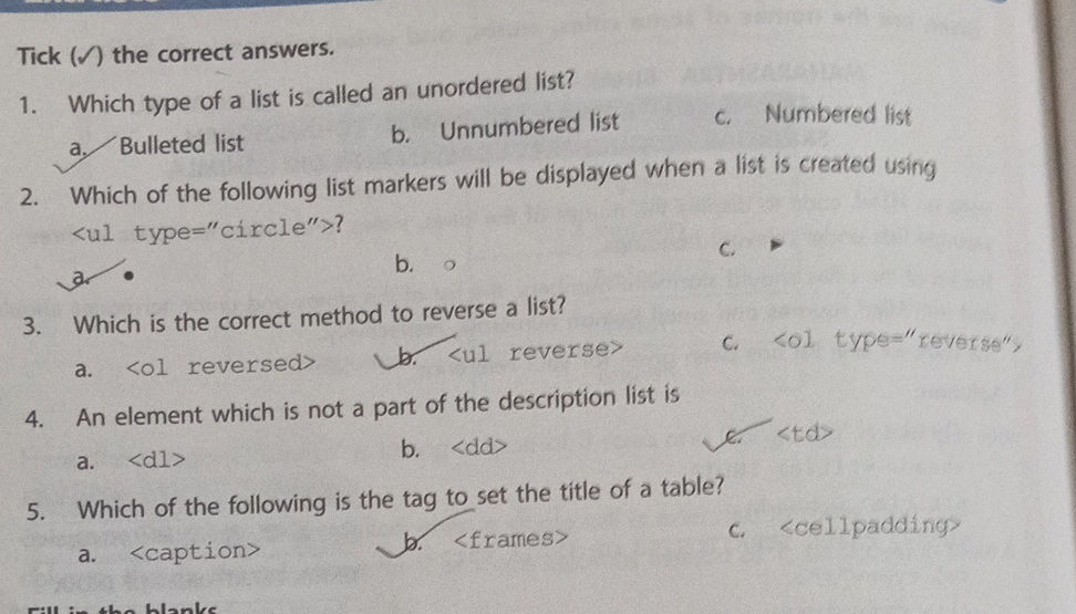 Tick ( ) the correct answers. 1. Which type | StudyX