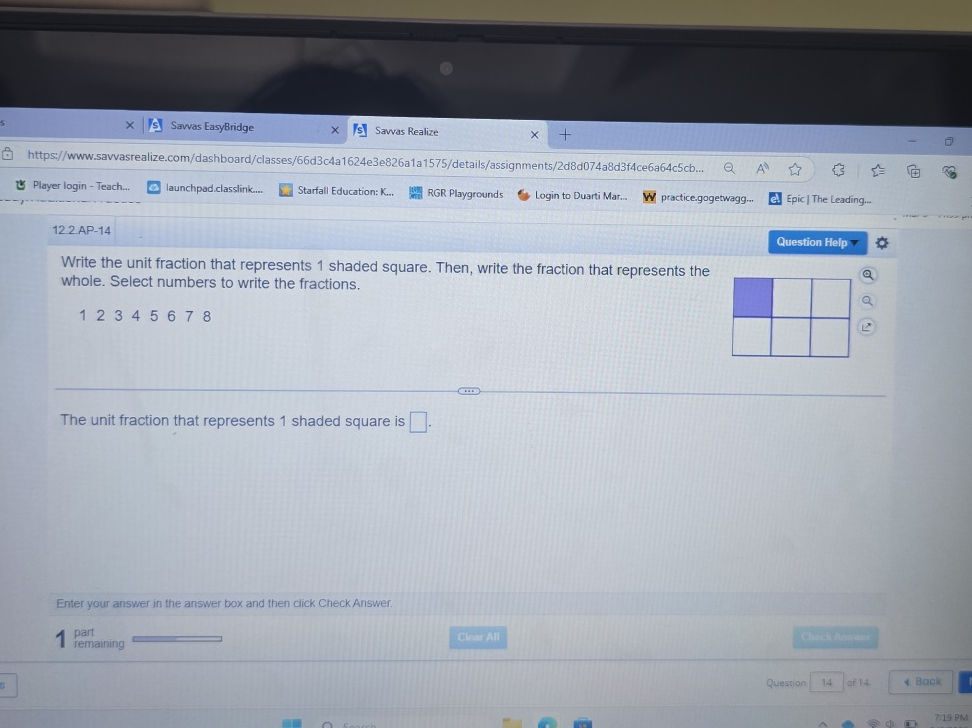 Write the unit fraction that represents 1 | StudyX