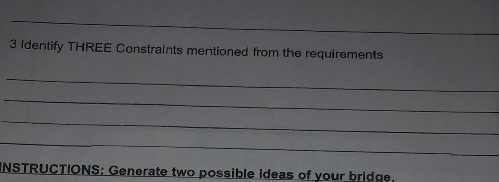3 Identify THREE Constraints mentioned from | StudyX