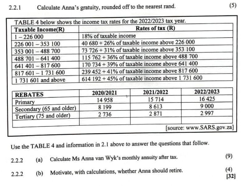 2.2.1 Calculate Anna's gratuity, rounded off | StudyX