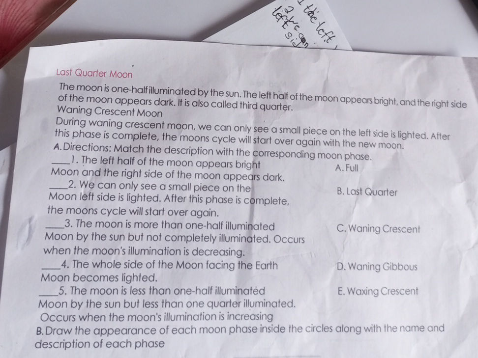 Last Quarter Moon The moon is one-half | StudyX