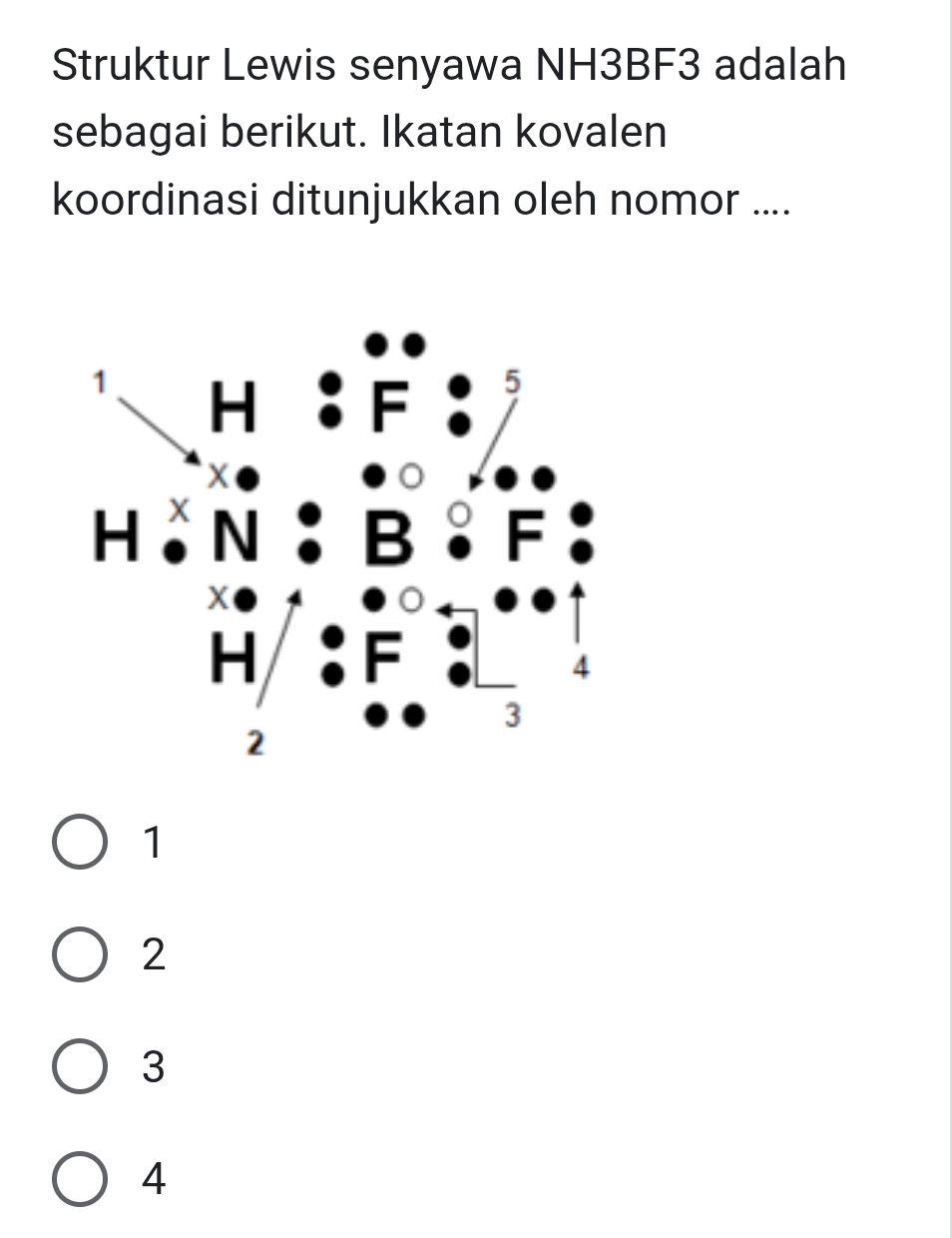 Struktur Lewis senyawa NH3BF3 adalah sebagai | StudyX