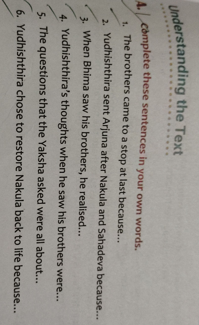 A. Complete these sentences in your own | StudyX