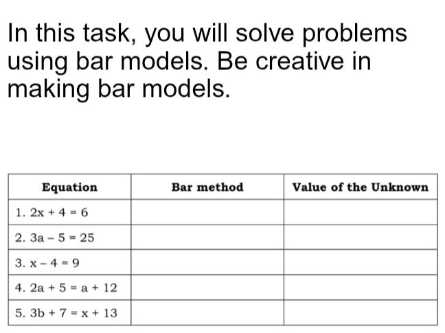 Solve the following equations using bar | StudyX