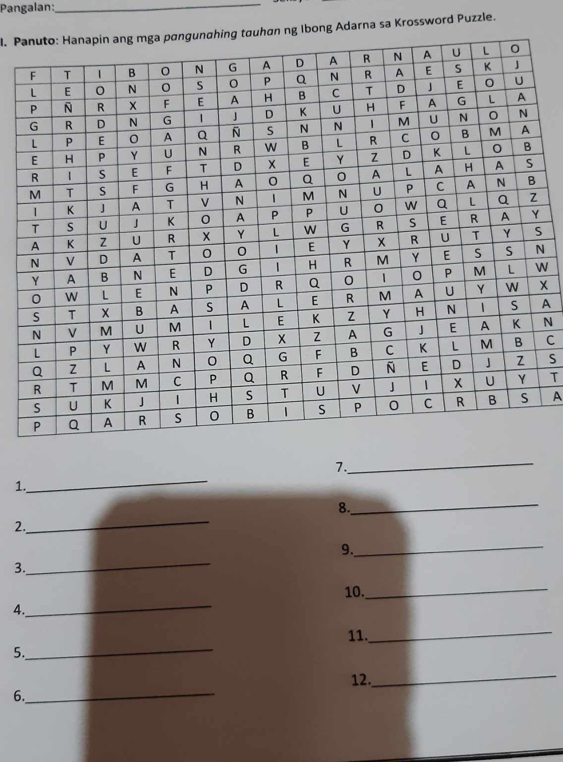 I. Panuto: Hanapin ang mga pangunahing | StudyX