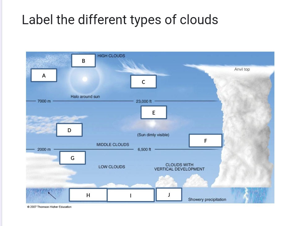 Label the different types of clouds A B C D | StudyX