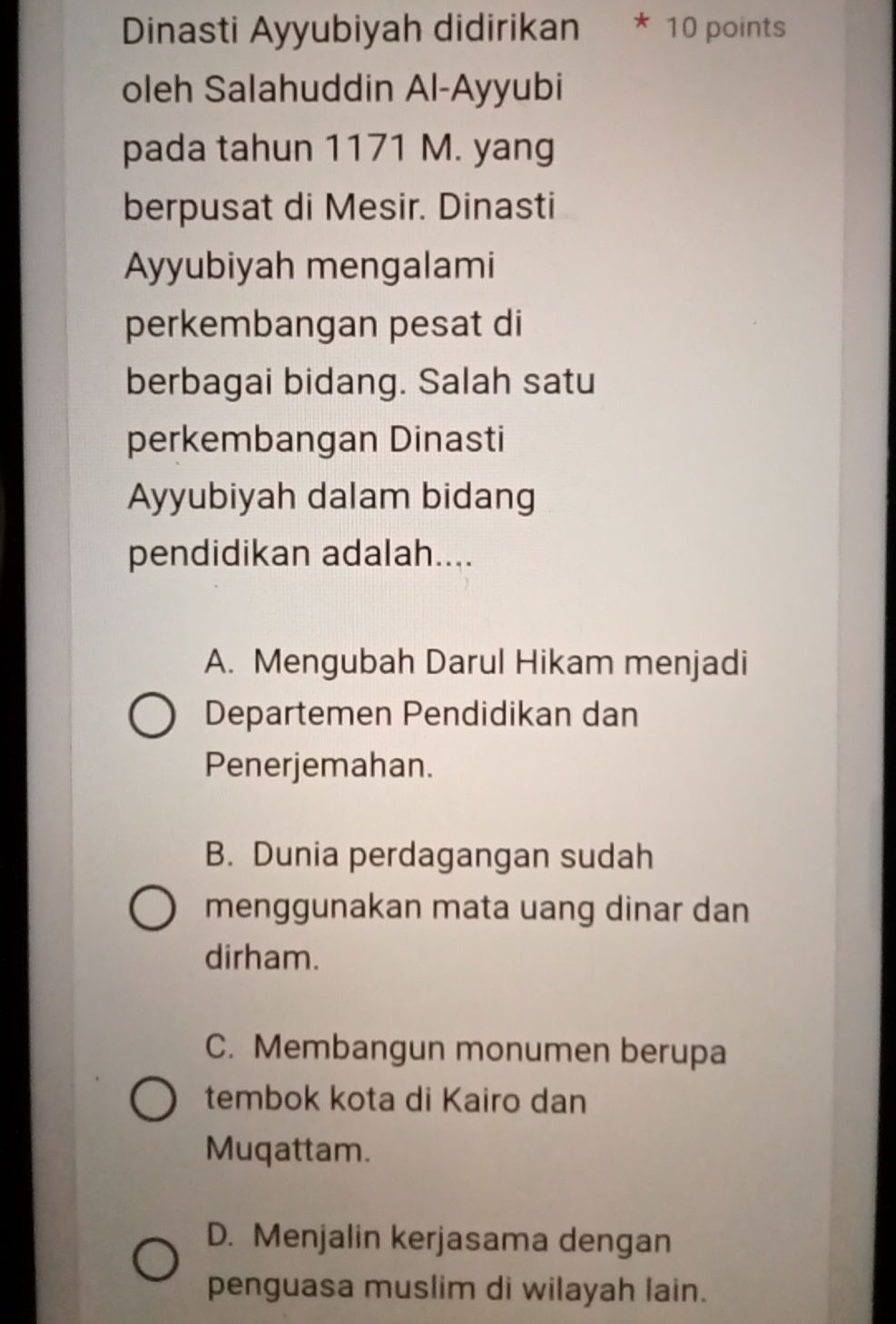 Dinasti Ayyubiyah didirikan oleh Salahuddin | StudyX