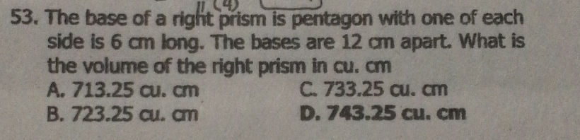 The base of a right prism is pentagon with