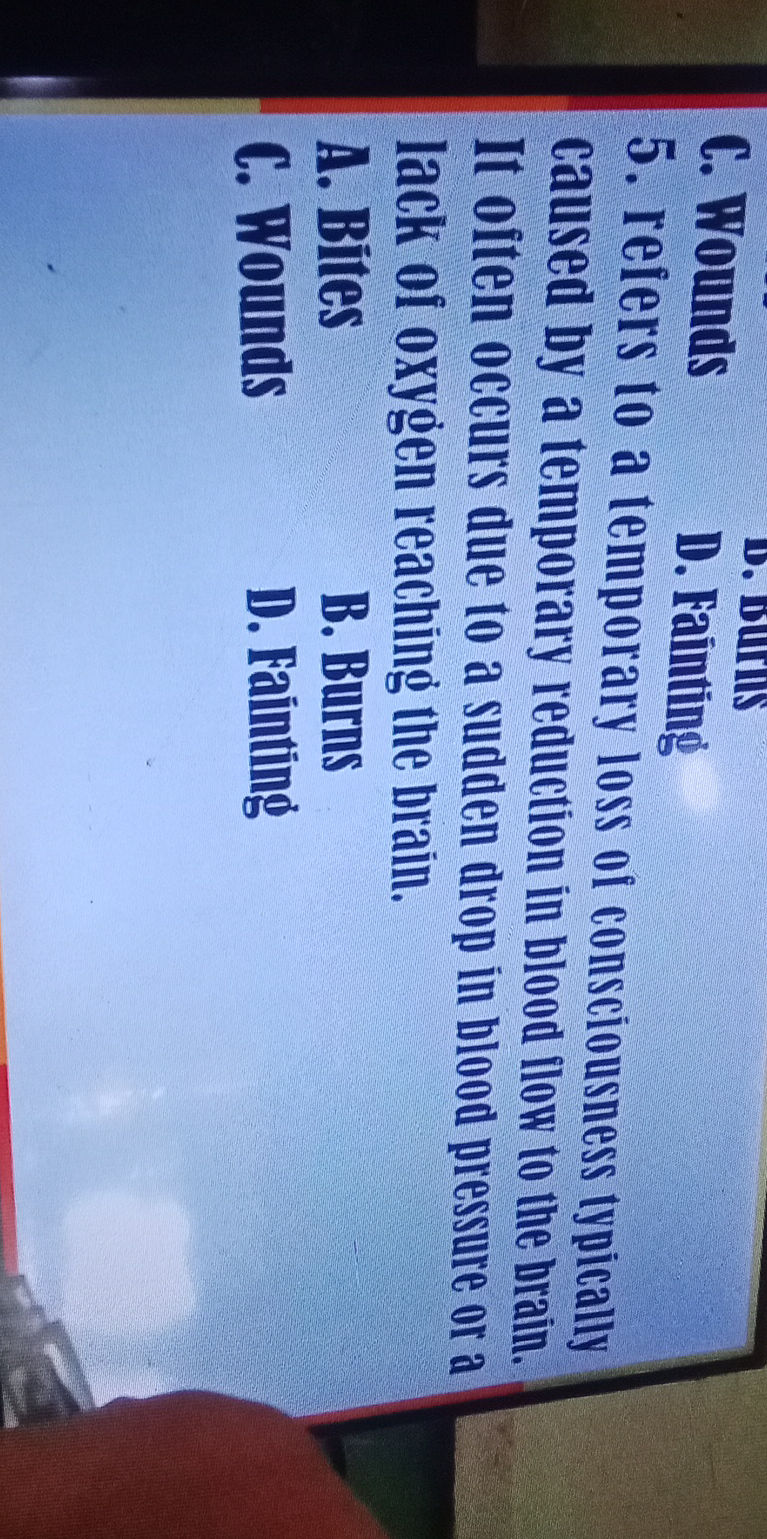 5. refers to a temporary loss of | StudyX