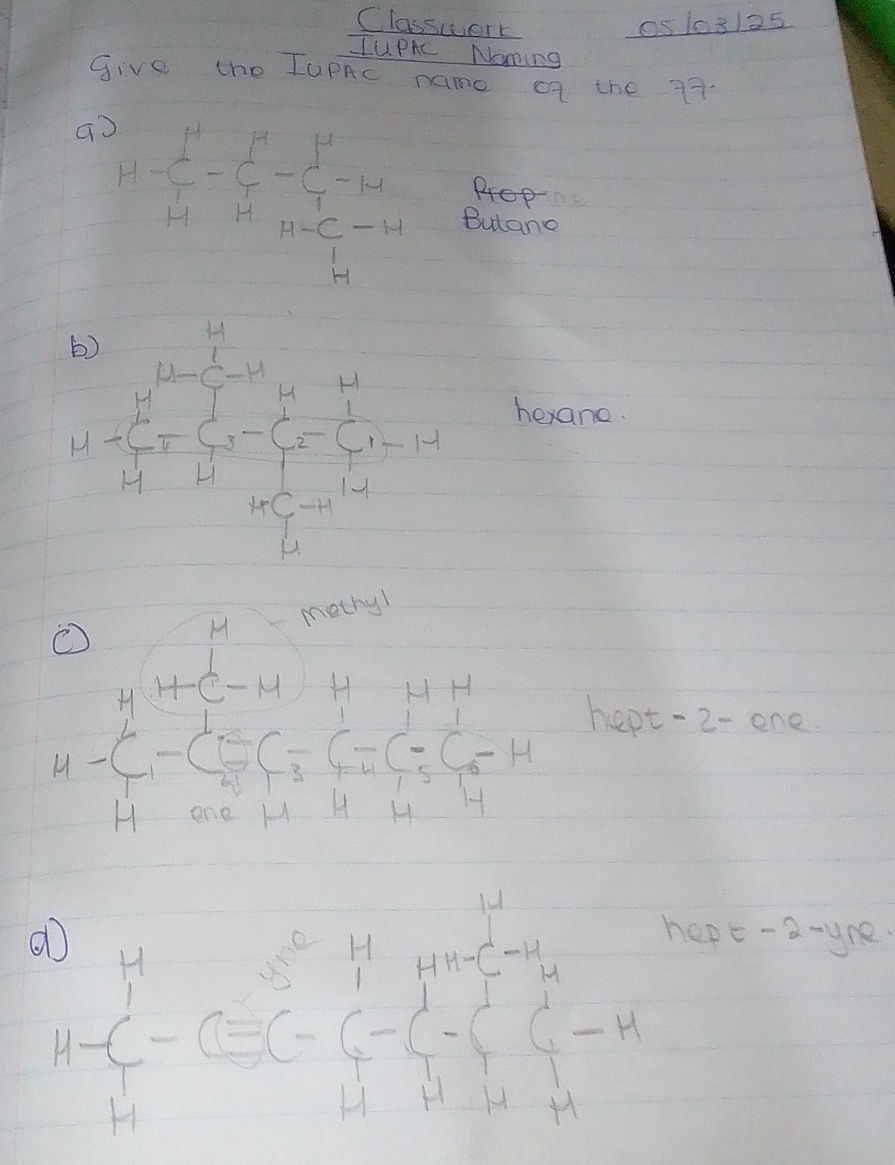 Give the IUPAC name of the following: a) | StudyX