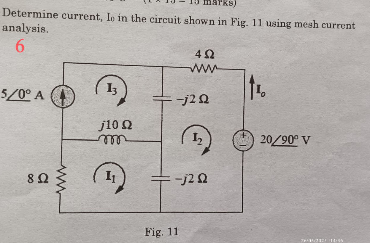 Determine current, $I_o$ in the circuit | StudyX
