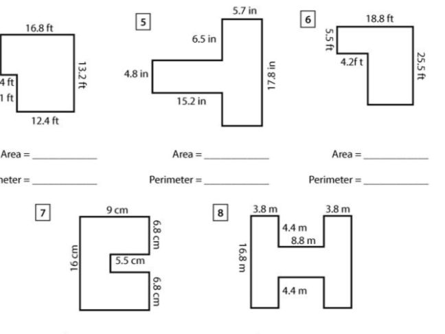 Calculate the area and perimeter for each | StudyX