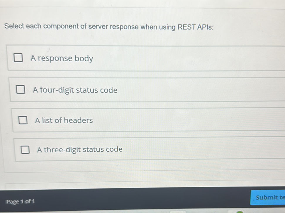 Select each component of server response | StudyX