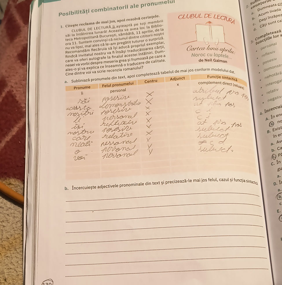 a. Subliniază pronumele din text, apoi | StudyX