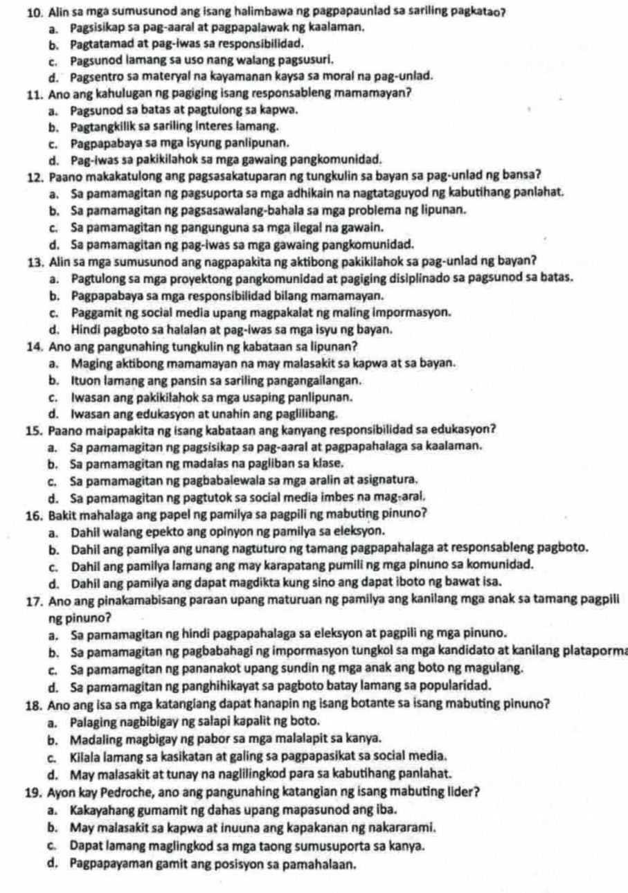 10. Alin sa mga sumusunod ang isang | StudyX