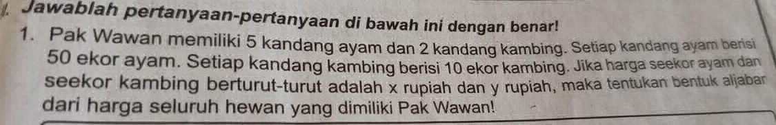 1. Jawablah pertanyaan-pertanyaan di bawah | StudyX