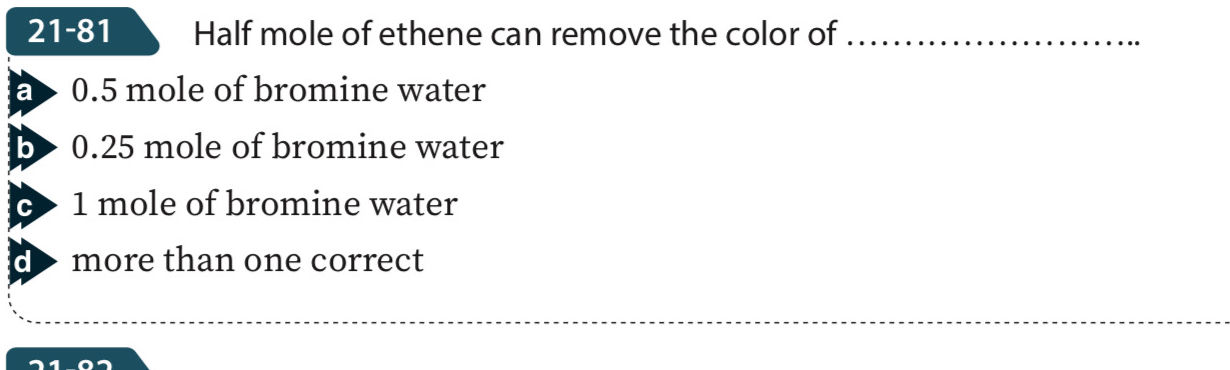 Half mole of ethene can remove the color of | StudyX