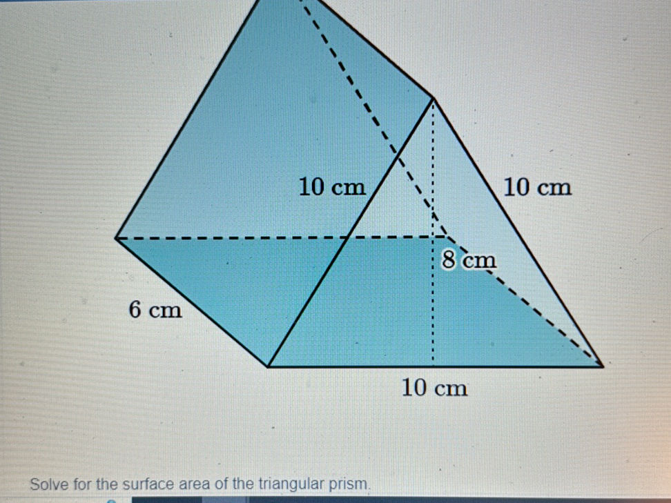 Solve for the surface area of the triangular | StudyX