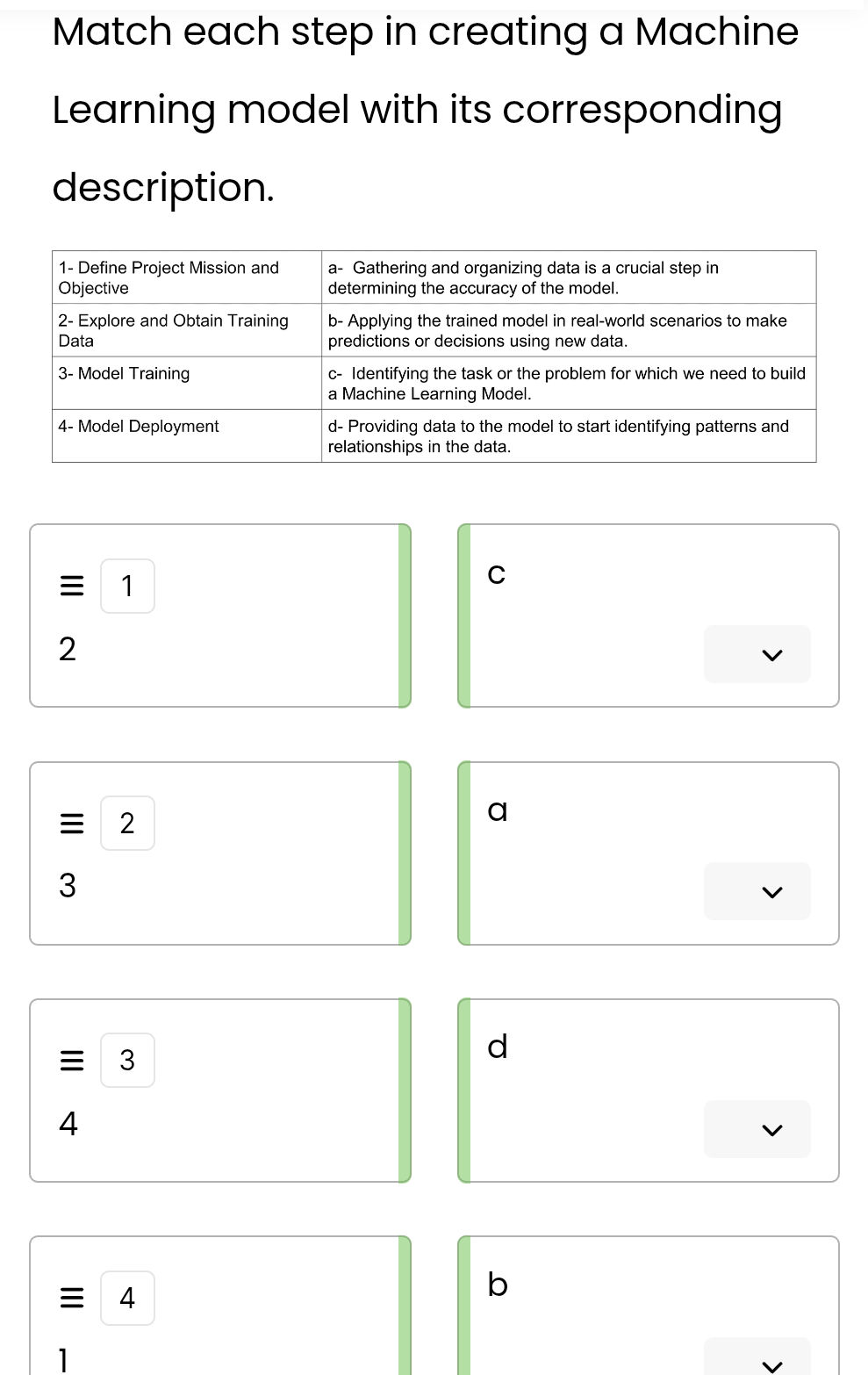 Match each step in creating a Machine | StudyX