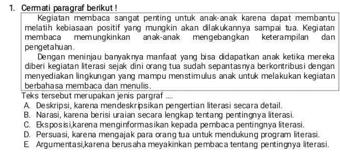 1. Cermati paragraf berikut! Kegiatan | StudyX